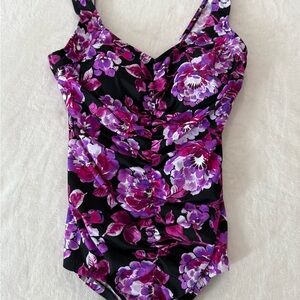 Miraclesuit | Swim | Azul Black Purple Floral One Piece Swimsuit Size ...
